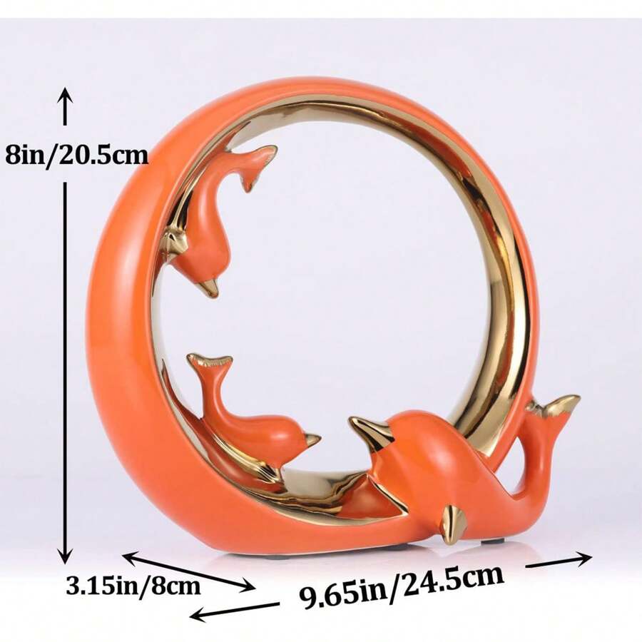 Ceramic Dolphin Statue - Coastal Home Decor, Modern Ocean Centerpiece ...