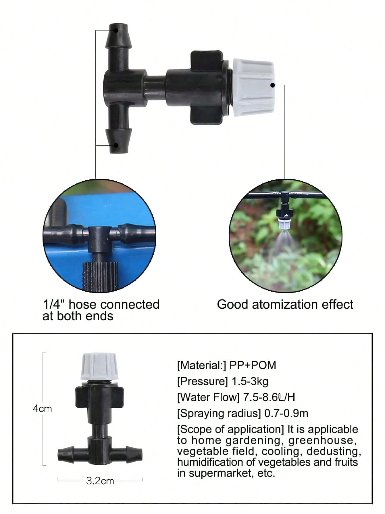 5m Grey Spray Head Irrigation Sprinkler Kit, Micro Spray Irrigation ...