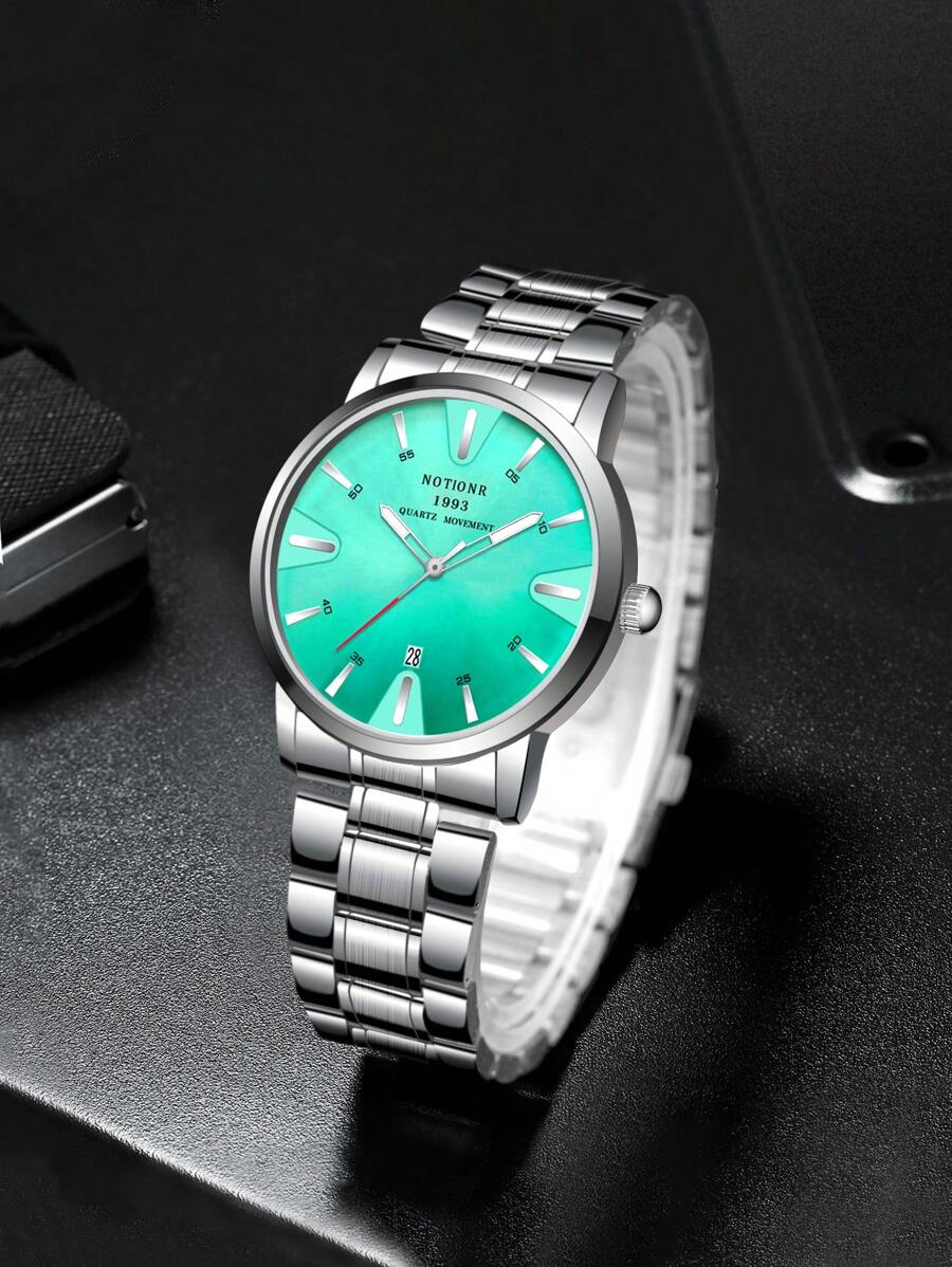 Men's Stainless Steel Quartz Watch With Date Display | SHEIN USA