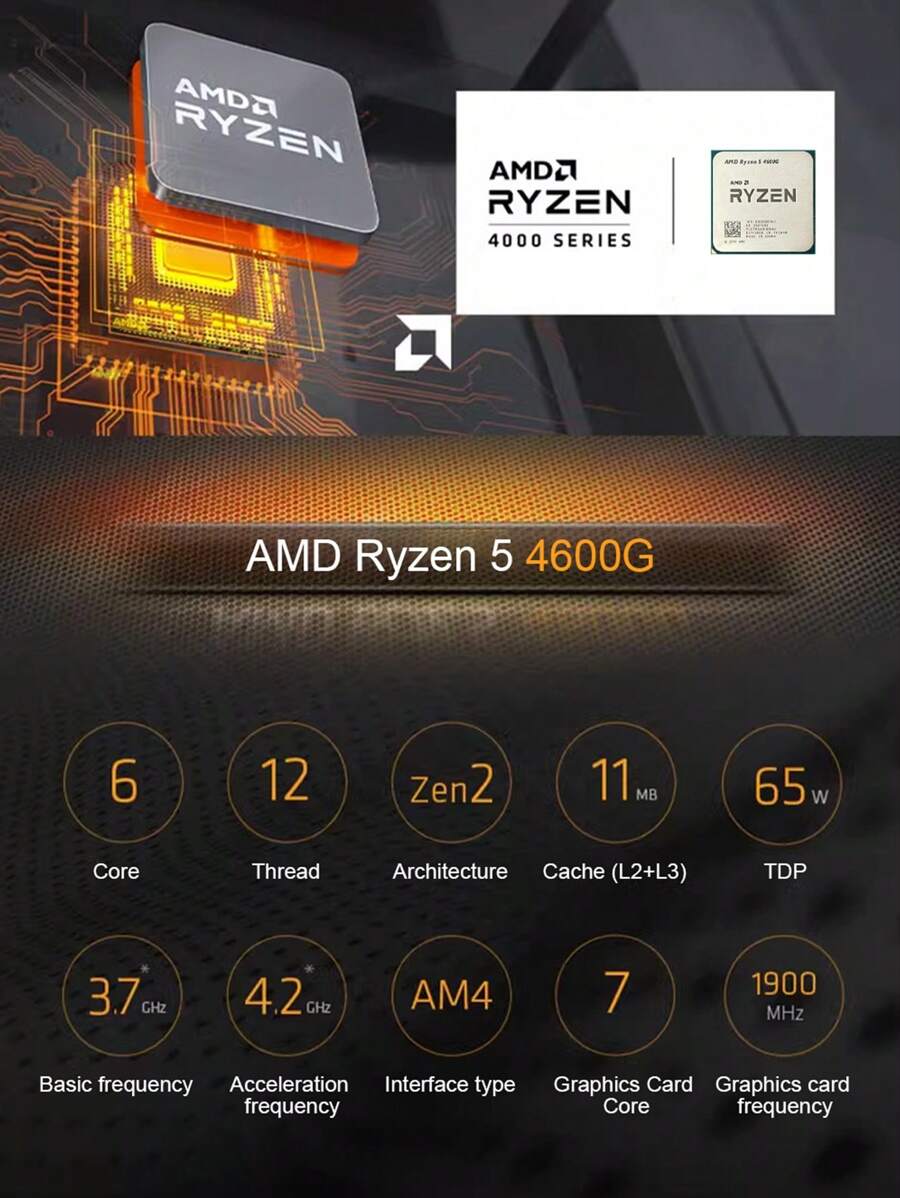 Amd Ryzen 5 4600g 3 7ghz Base Clock 6 Core 12 Thread Desktop Processor Cpu Zen2 Am4 Socket