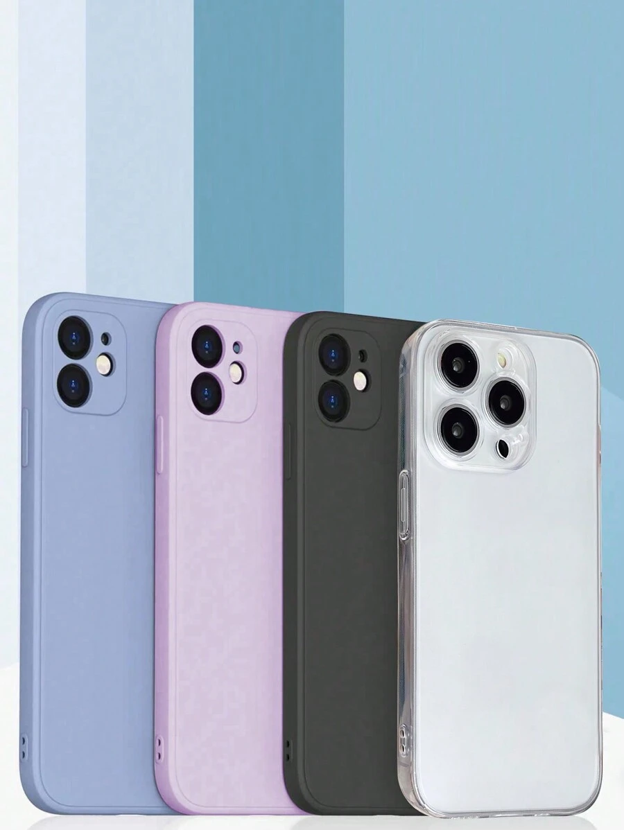 Basic Phone Cases 4pcs Straight Edge Random Color Thickened Phone Case ...