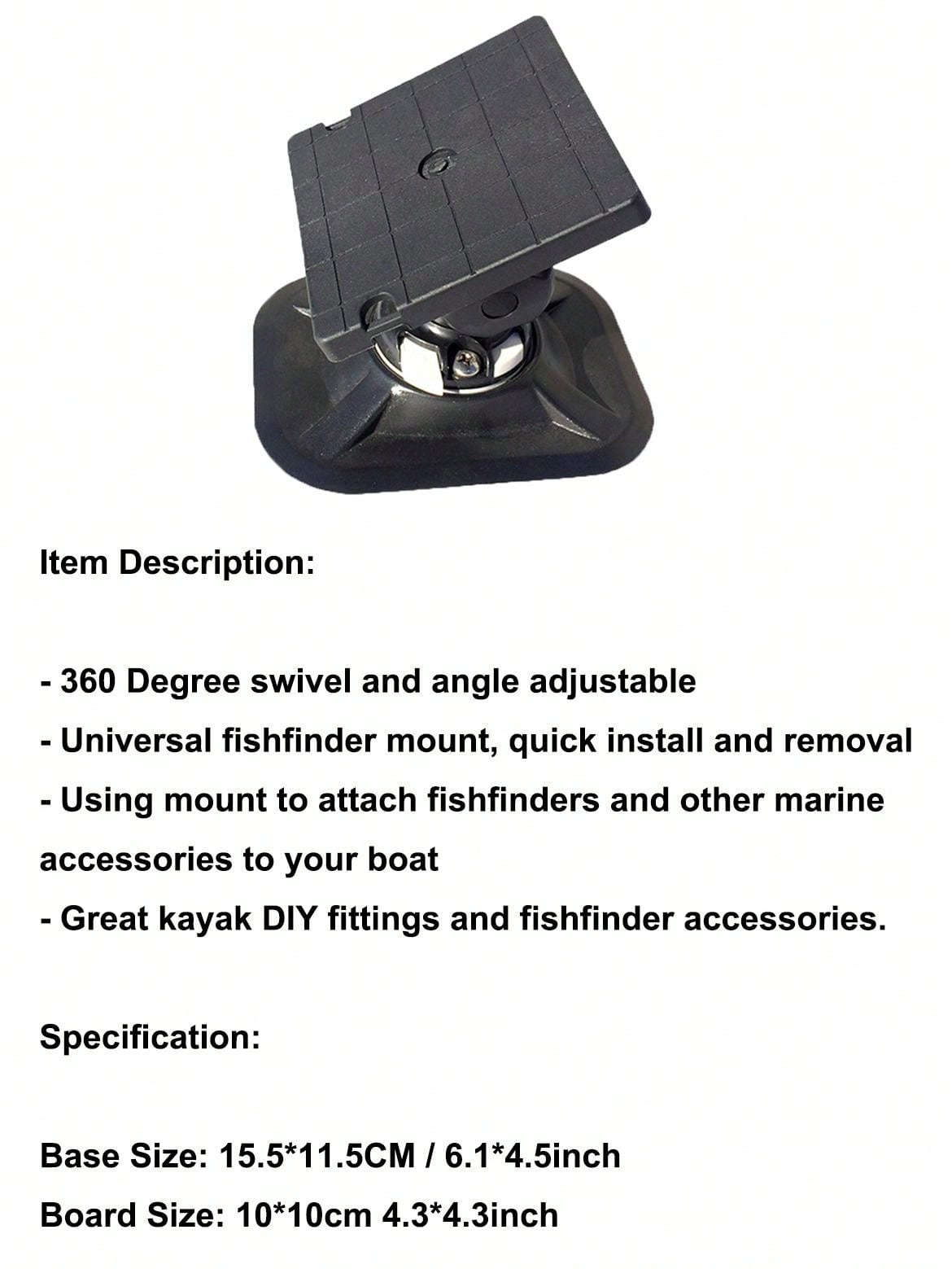 Fish Finder Sounder Mount Bracket Support 360 Degree Rotation Swivel ...