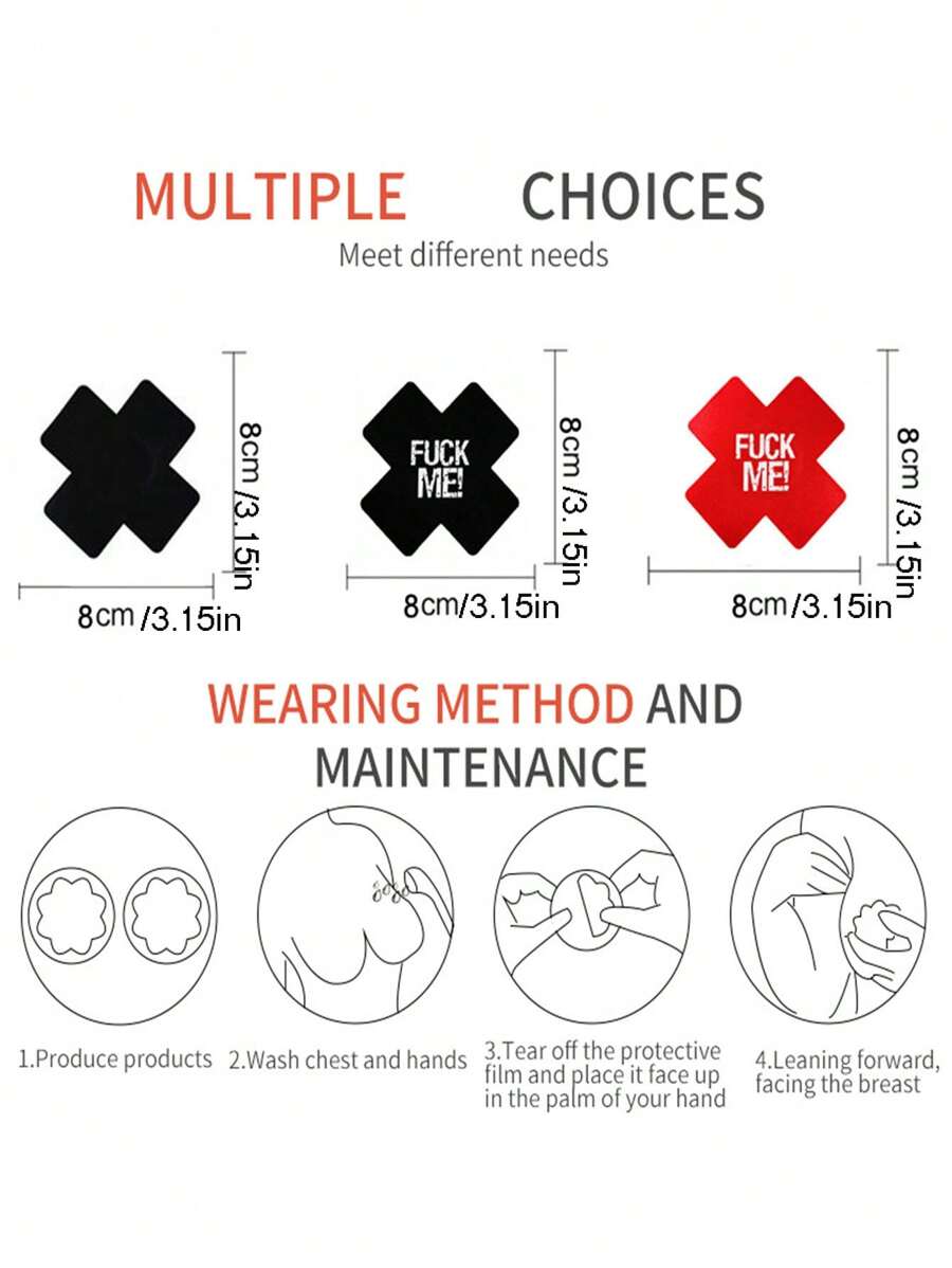 15 Styles/1 Pair Men's And Women's Breathable Nipple Stickers Cross No ...