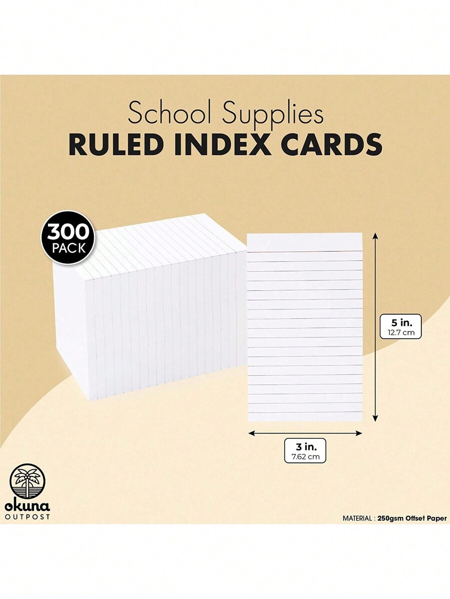 300 Pack Vertically Ruled Index Cards, Vertical Lined Paper Note Cards ...