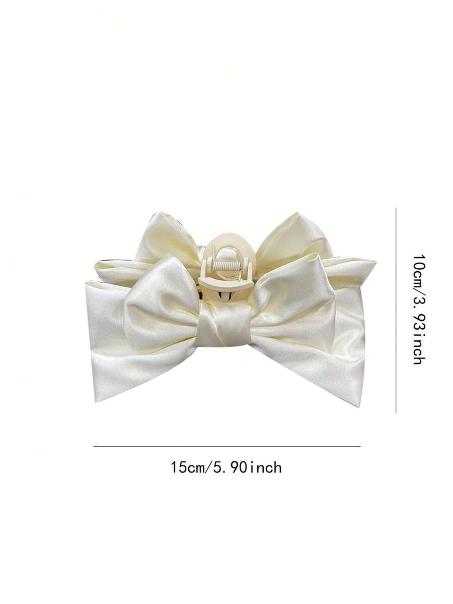 1pc White Bow Hair Clip With Material, Sweet Hair Accessory For Girls ...