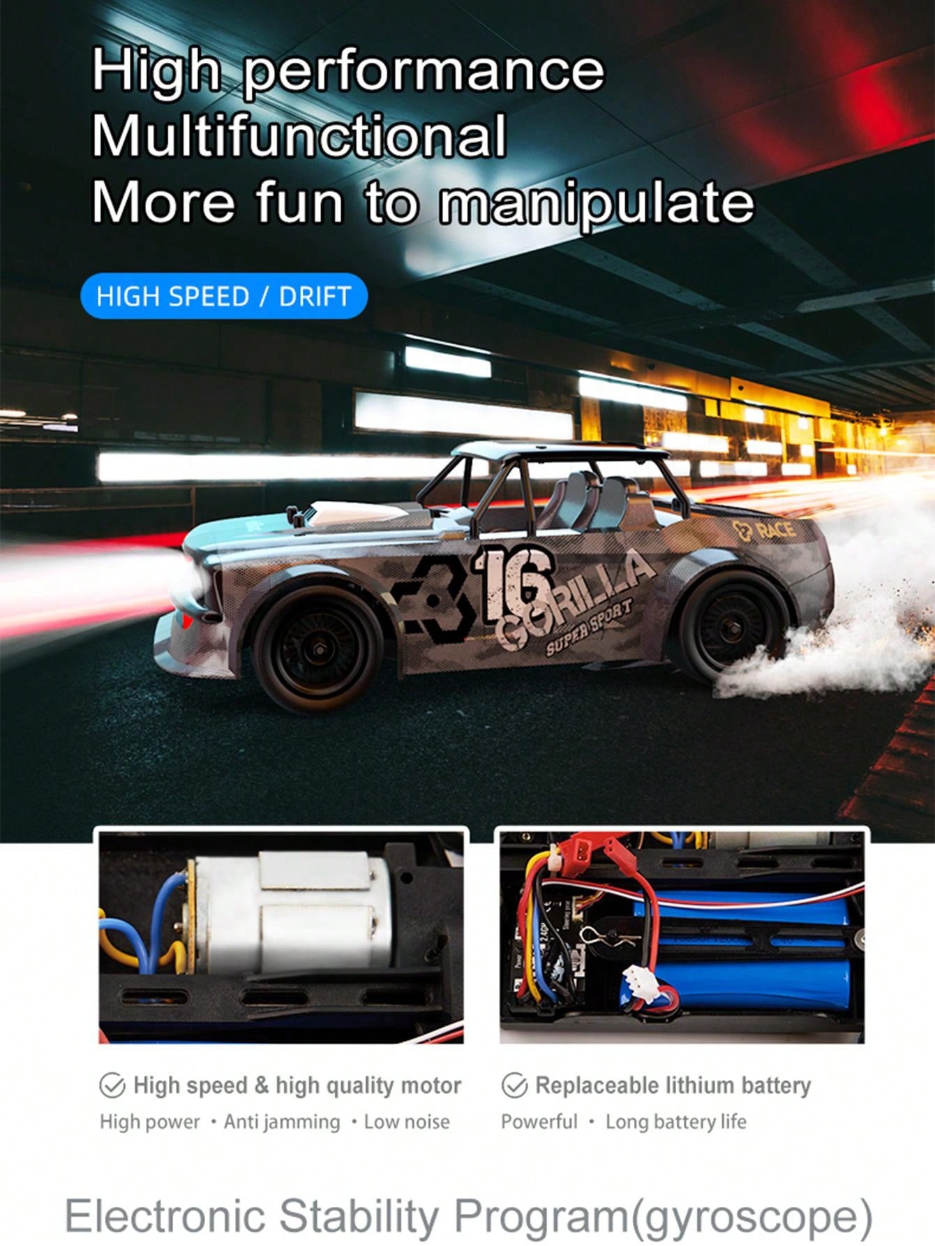 Rc High-speed Drift Racing Car Model With Esp Vehicle Electronic ...