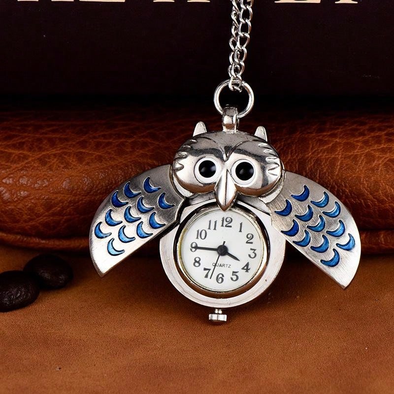Vintage Owl Design Pocket Watch Unisex Quartz Flip Watch Creative ...