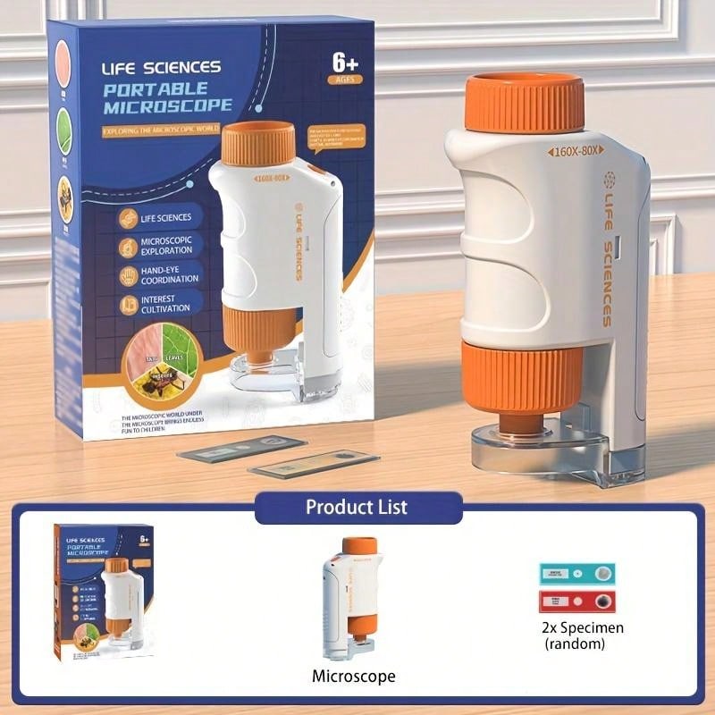 Mini Pocket Microscope Kit 60-120x Lab Handheld Microscope Battery ...