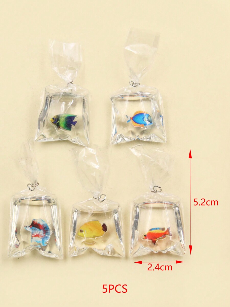 New Resin Goldfish Bag Shaped Pendant, 5pcs/set, Random Designs, Diy ...