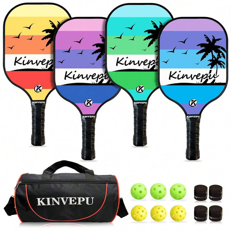 Graphite Pickleball Paddles Set- Premium Rackets Fiber Face & Polymer ...