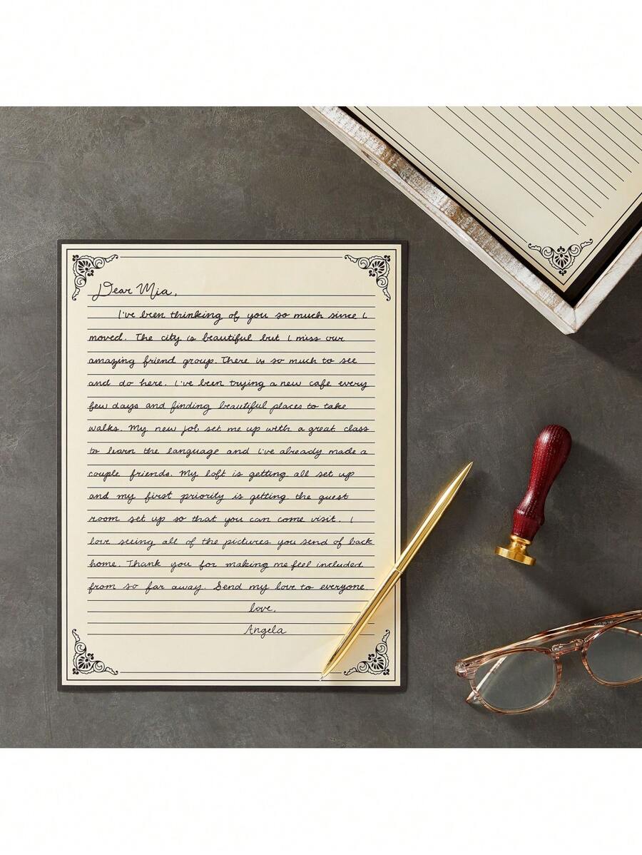Paper Junkie 96 Sheets Fancy Vintage Lined Paper With Antique Border ...