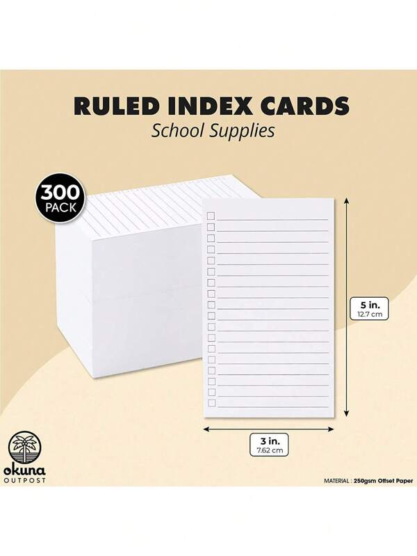 300 Pack Vertical Ruled Index Cards 3x5 With Check Boxes For Daily To ...