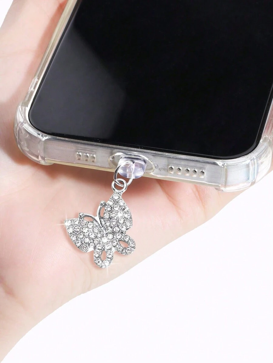 1pc Cartoon Butterfly Design Dust Plug With Rhinestones, Compatible ...