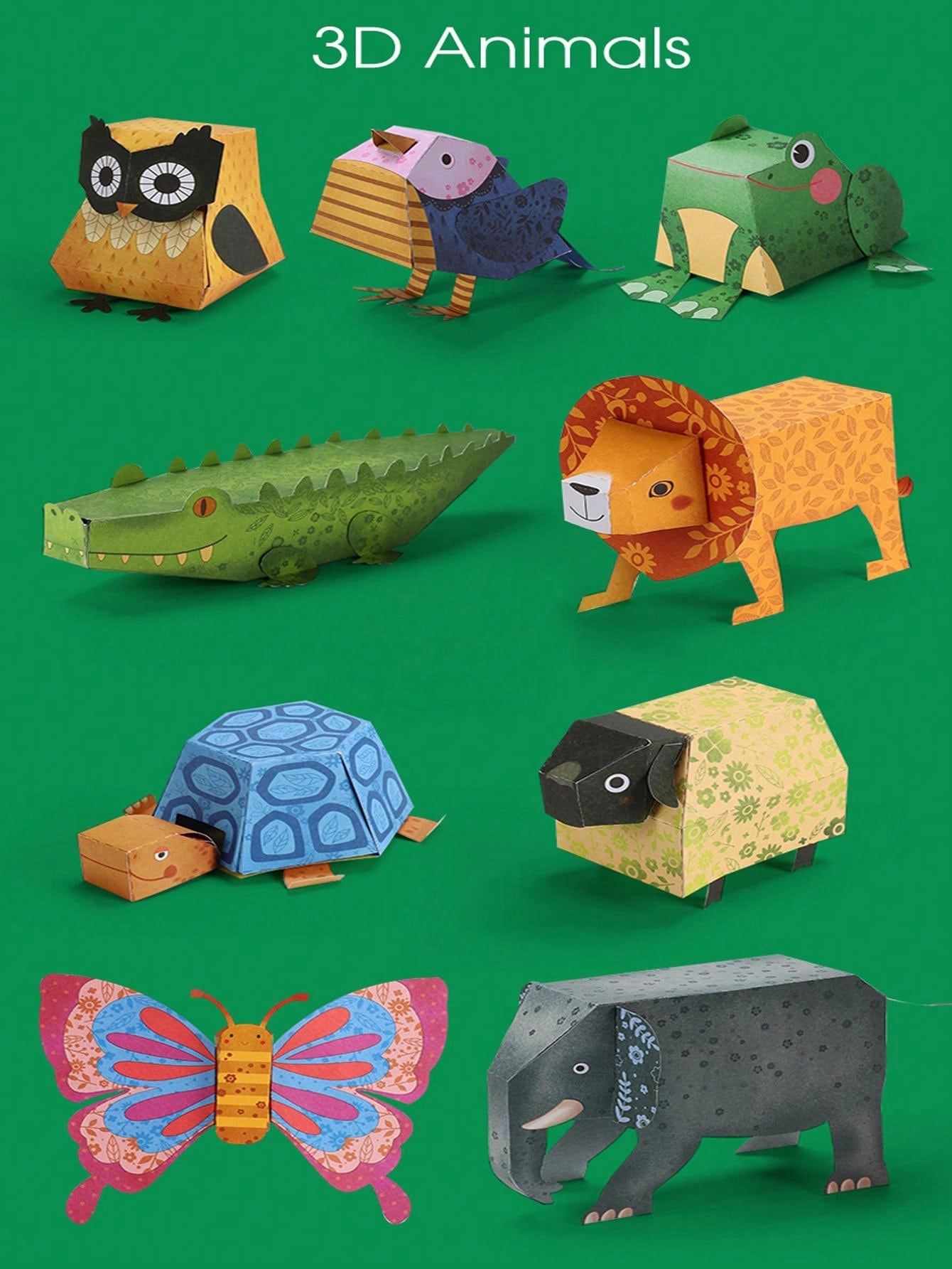 3d Animal Origami Paper Model, Set Of 10 Different Animal Shapes ...
