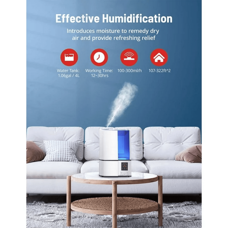 Humidifiers, 4L Cool Mist Ultrasonic Humidifier for Bedroom Home Large ...