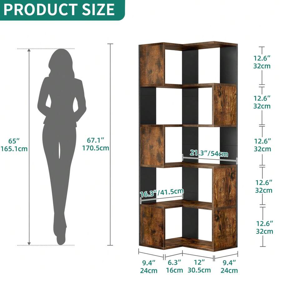 YITAHOME 6 Tier Corner Bookcase Bookshelf Modern L-Shaped Display Rack ...