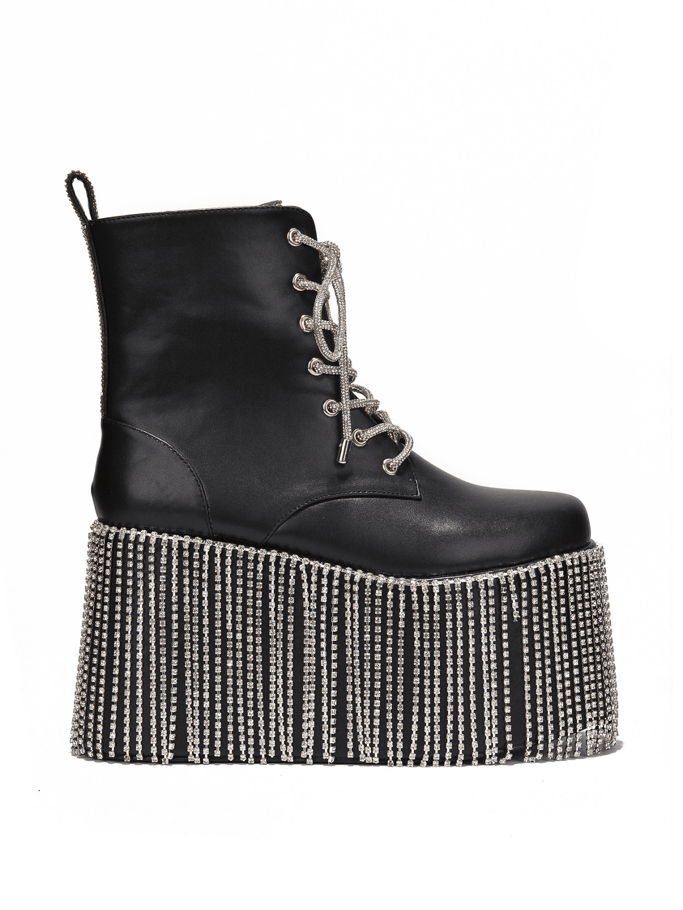 Tessaya Rhinestone Fringe Platform Boots | SHEIN USA