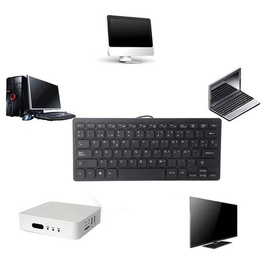 Wired Mini Portable Spanish Keyboard USB Interface For Desktop Computer ...