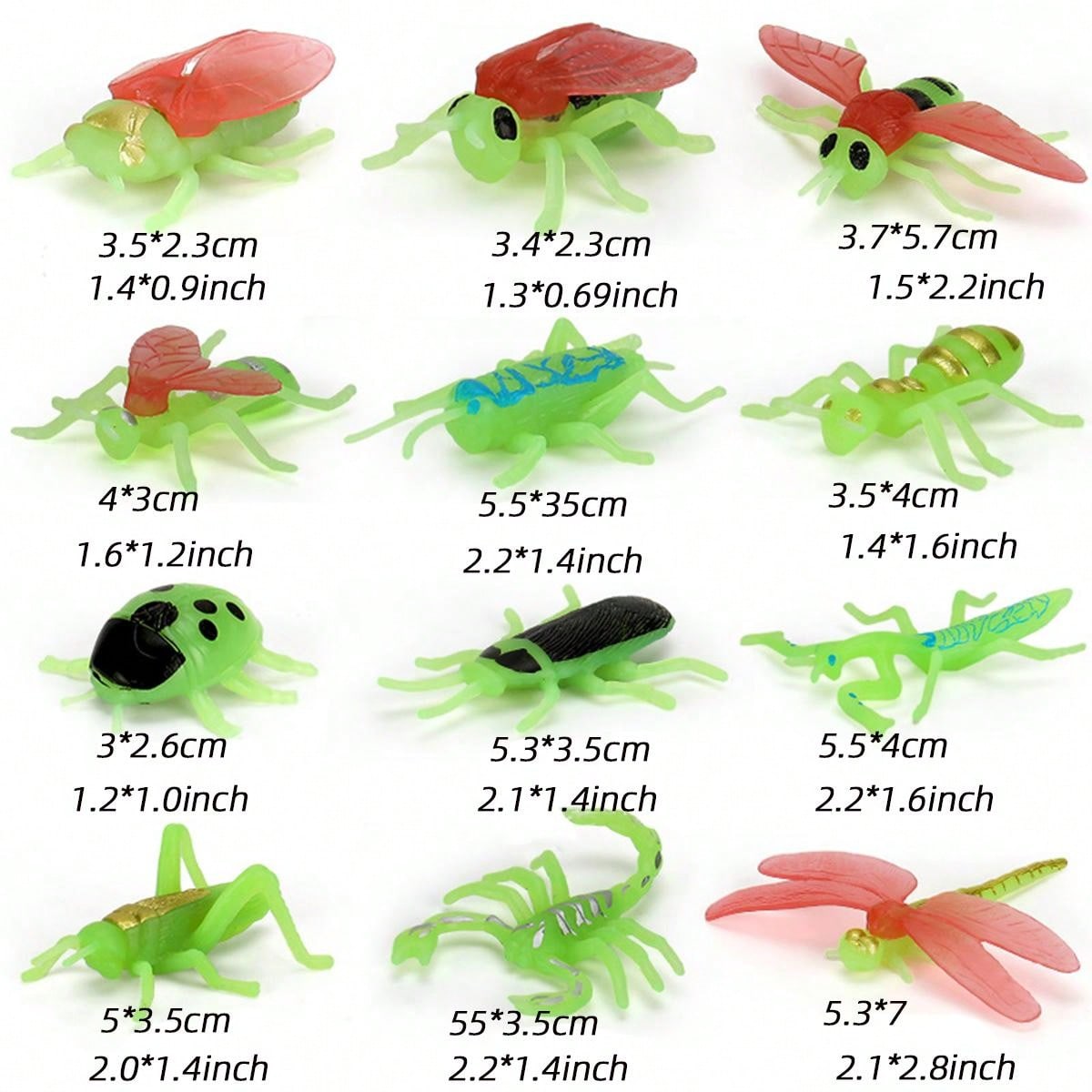 12Pcs Glow in the Dark Insect Luminous Toys Cockroaches Bees Ants ...