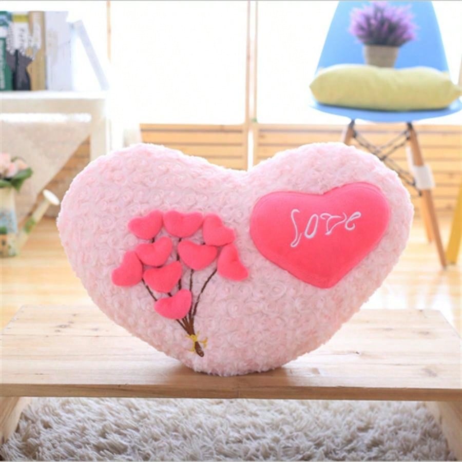1 Almohada Rosa De Peluche, Cojín En Forma De Corazón, Almohada ...