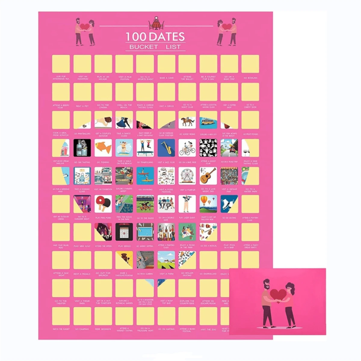 100 Dates Scratch Off Poster - Couple's Bucket List Date Night Ideas ...