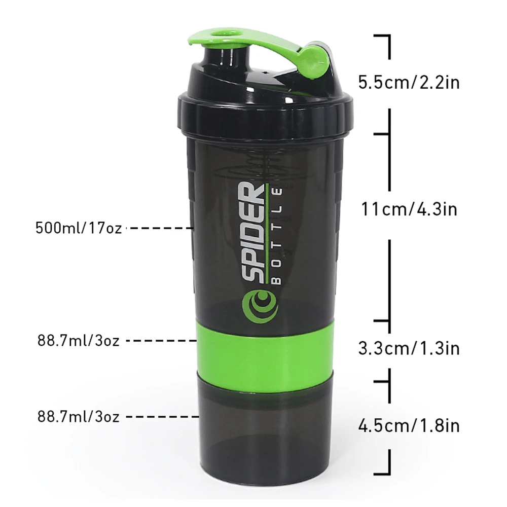Shaker Cup For Protein Shake, Fitness Sports Water Bottle With Three ...