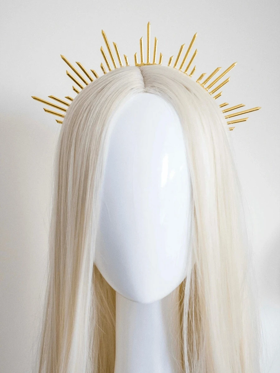 1PC Gold Metal Sun Crown Goddess Headpiece Queen Crown Bridal Headband ...