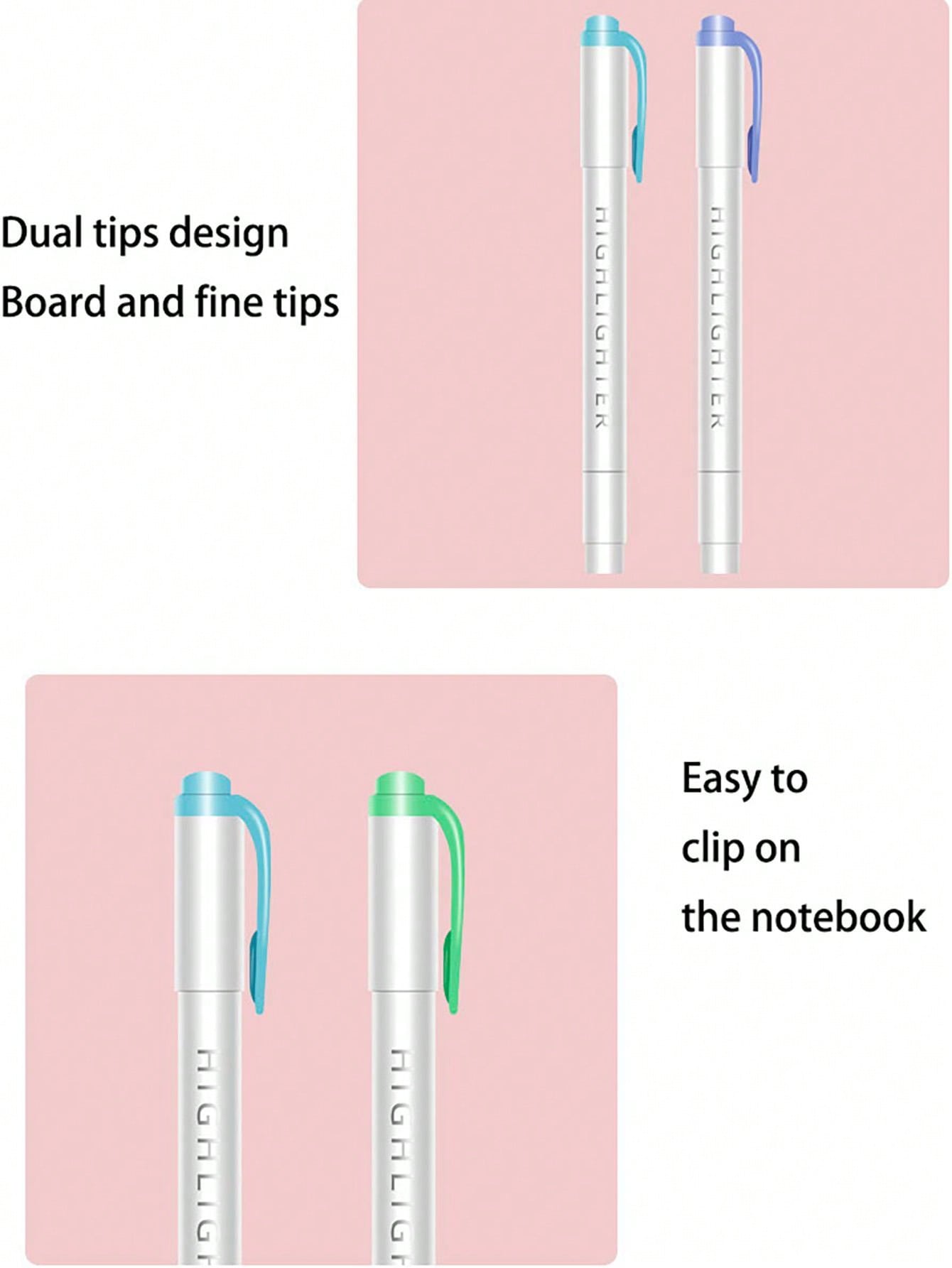 15pcs Cold Color Double Ended Highlighters, Dual Tip Mild color ...