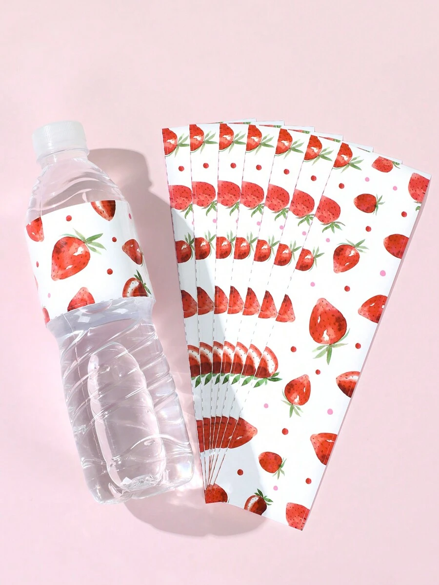 24pcs Strawberry Theme Bottle Sticker, Strawberry Birthday Holiday ...