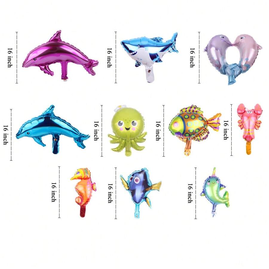 22 Pieces Balloons Large and Small Sea Animal Balloons Set Sea ...