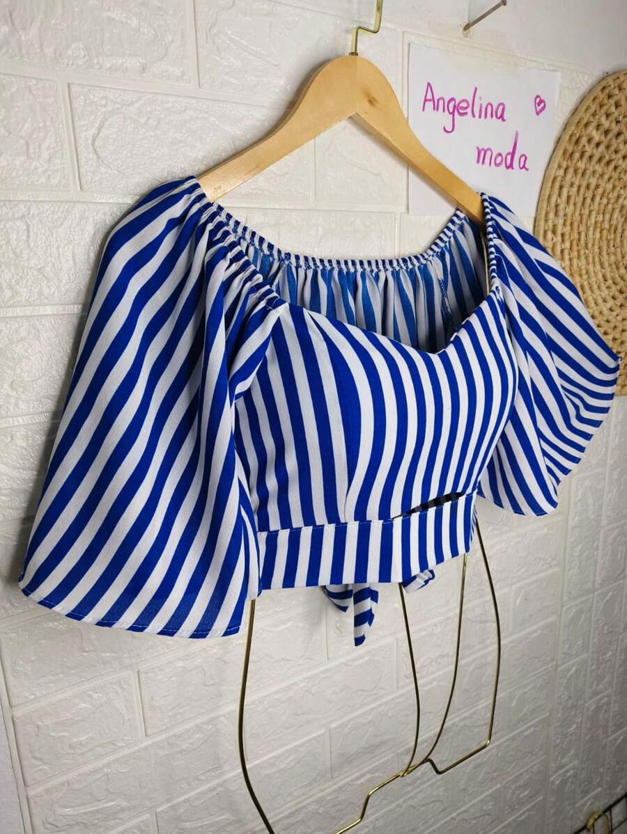 Angelina cropped duna com bojo listrada moda femininas | SHEIN Brasil