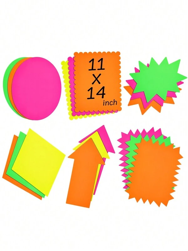 18 Piece 11x14 Large Neon Poster Board Cutouts, Paper Signs For Science ...