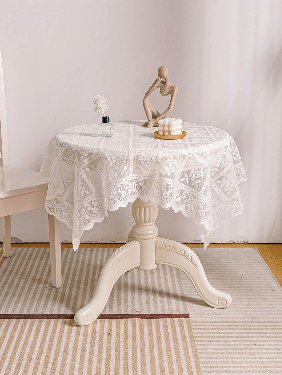 1pc Bright Silk Small Flower Lace Tablecloth Polyester Fiber Sofa Tv ...