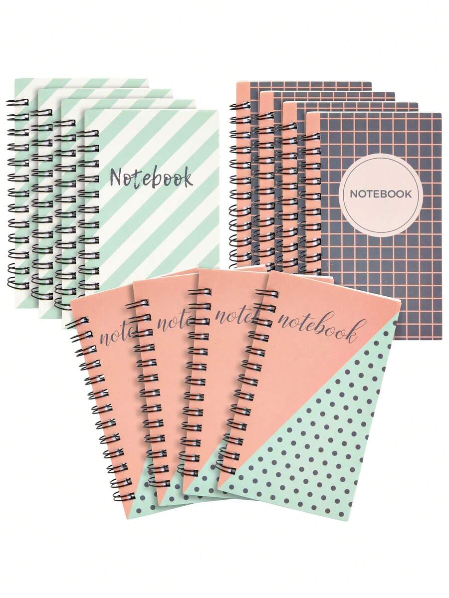 12 Pack Small Spiral Bound Pocket Sized Notebook with Lined Pages, 50 ...