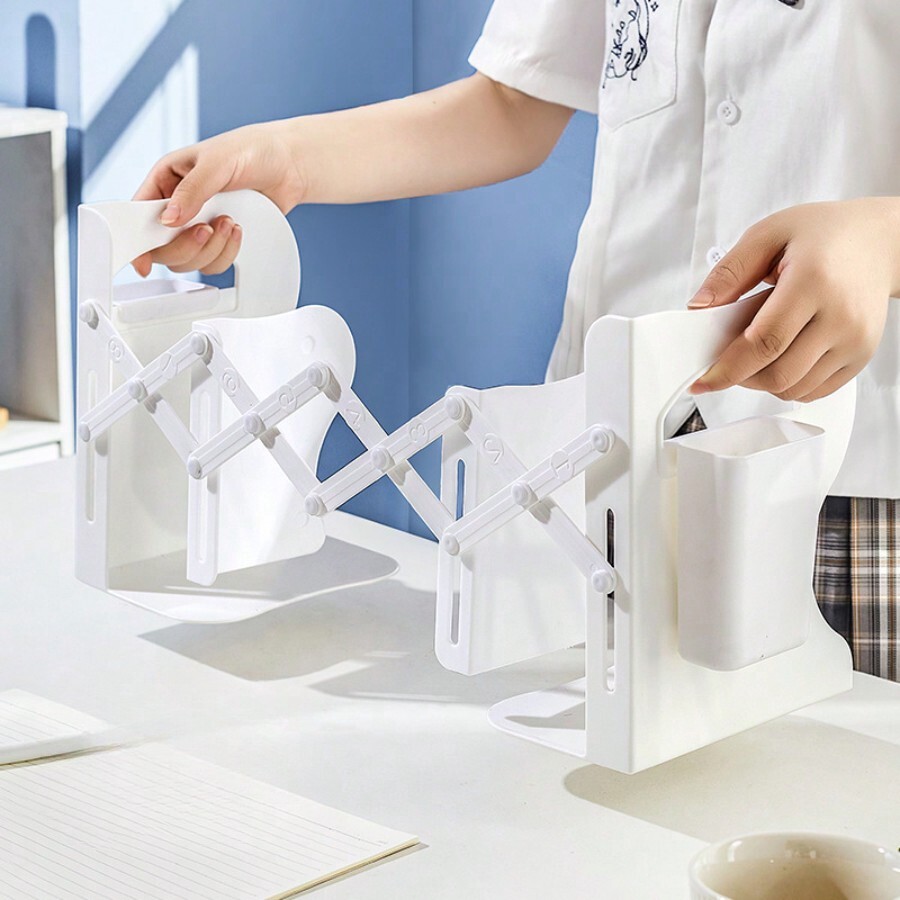 Retractable Desktop Book Stand, Foldable And Organizing Bookshelf ...