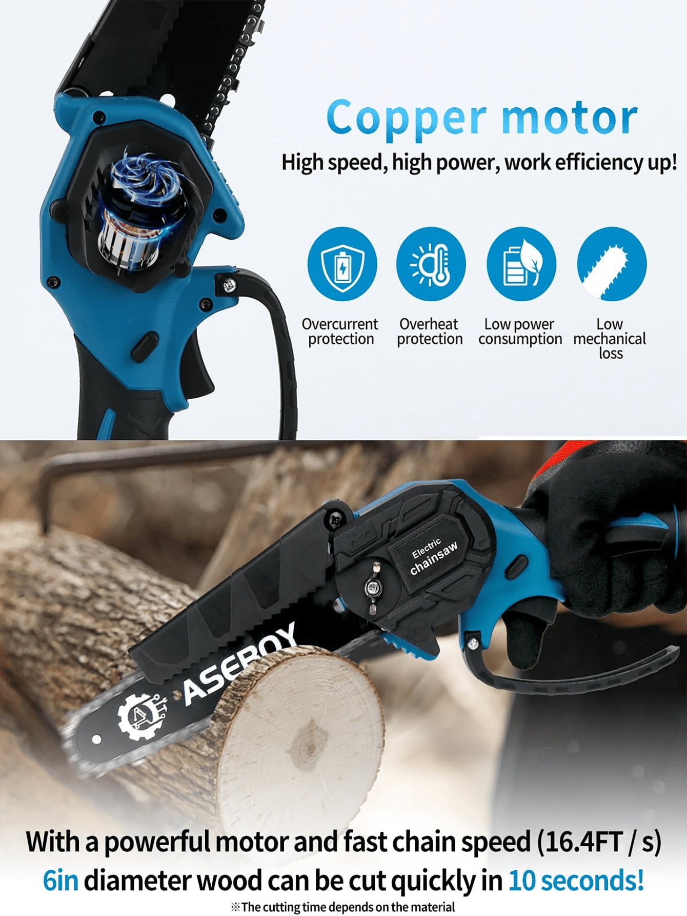 Mini Chainsaw 6 Inch Cordless, Electric Cordless Chainsaw, Battery ...