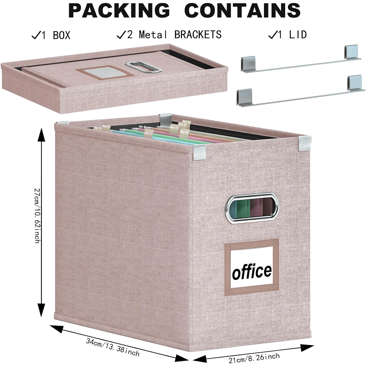 File Organizer Box with Lid, Collapsible Hanging File Box Organizer for ...