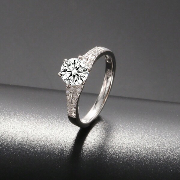 1pc 1ct Synthetic Morganite S925 Silver Engagement Ring, Elegant Double-Row Snowflake-Shaped ...