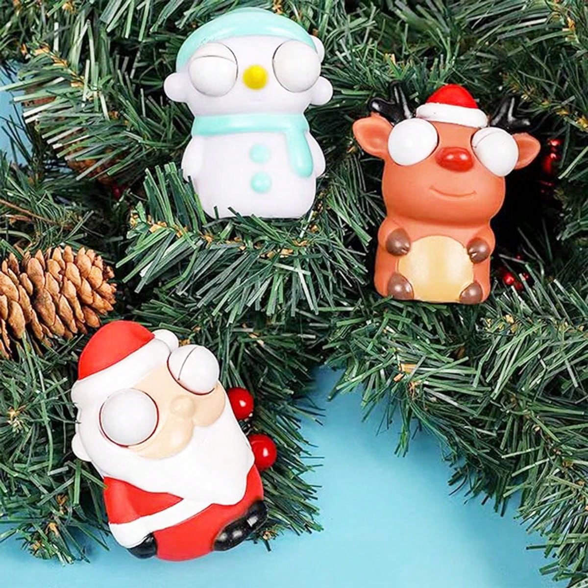 3pcs Funny Pop-Out Stress Squeeze Toys Stick Out Eyes Santa Claus Elk ...