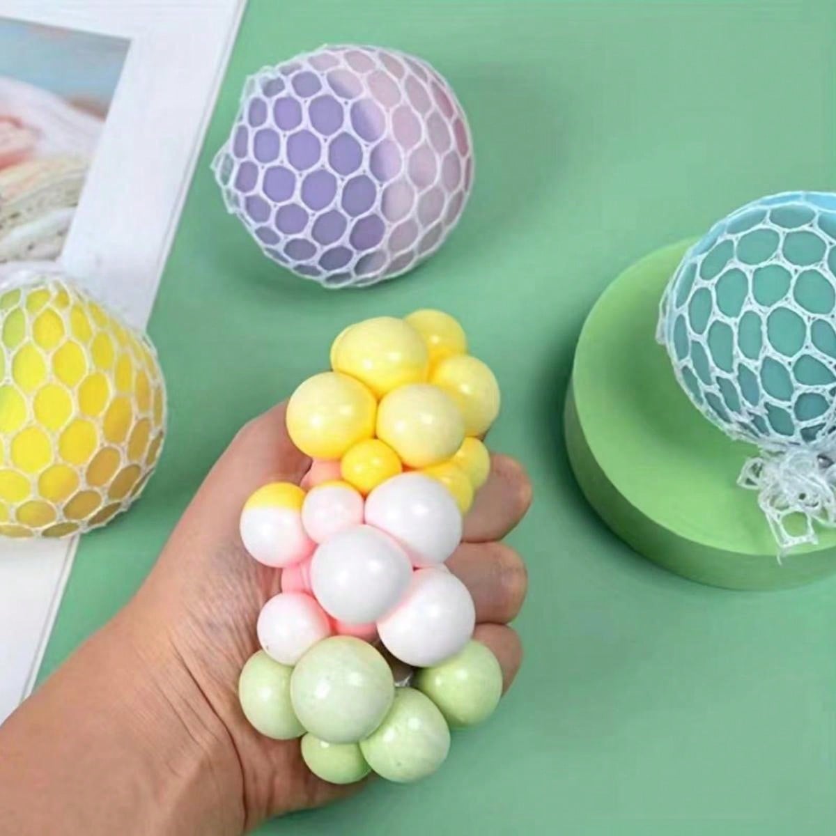 Random Color Mesh Flour Squeeze Grape Balls, Color-Changing Stress ...