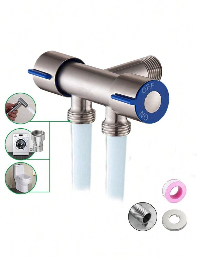 304 Stainless Steel Single Cold Water 1 In 2 Out Bathroom Toilet Angle ...