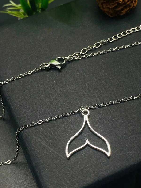 1pc Stainless Steel Fish Tail Pendant Necklace Suitable For Women's ...
