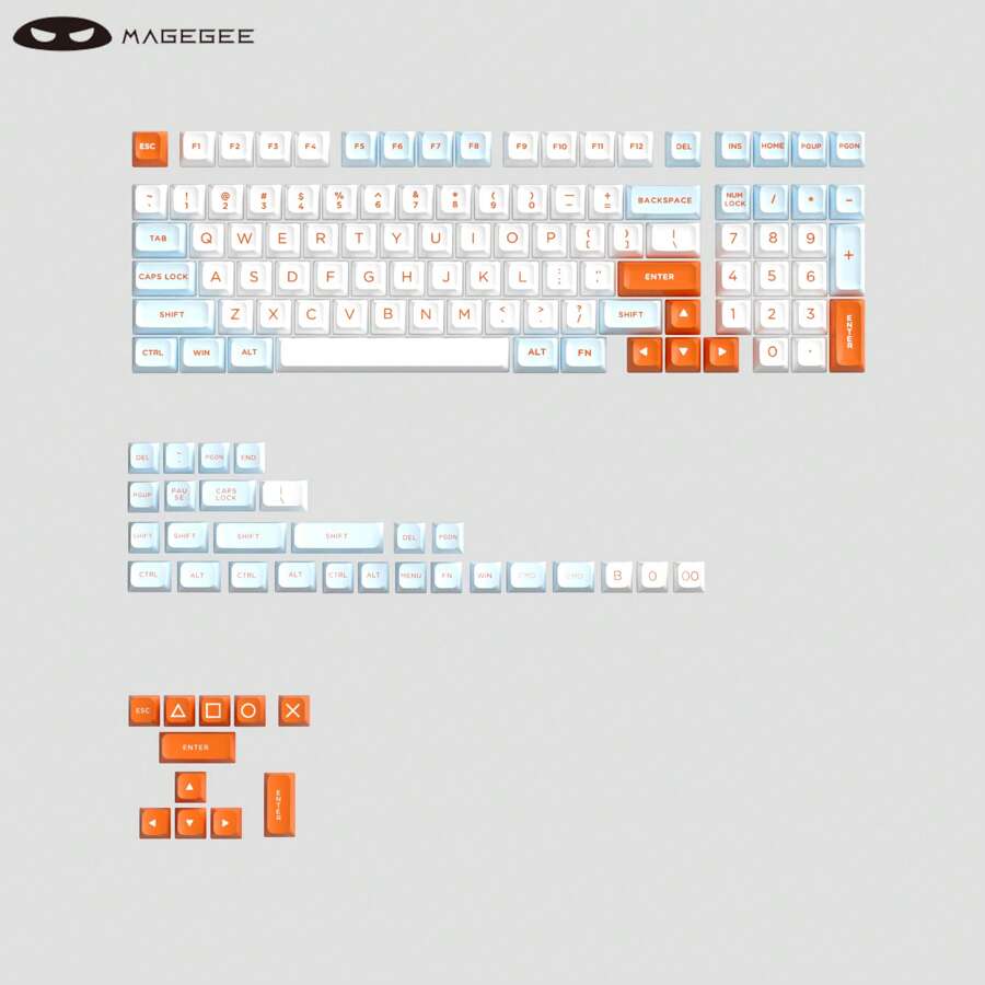 MageGee PBT Glossy Keycaps 150 Keys Color Blocking Customized ASA Height Keycaps Profile Custom ...
