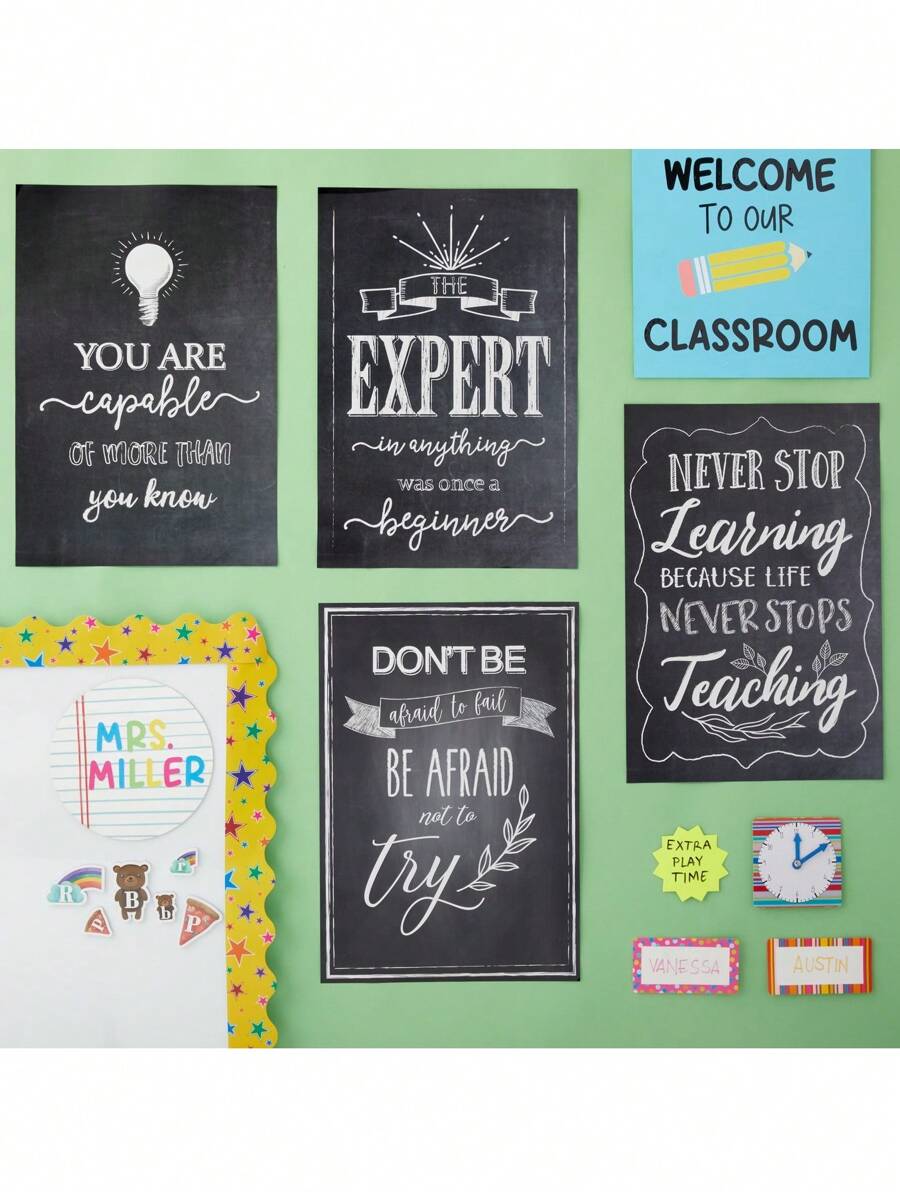 JUVALE 20-Pack Motivational Posters in Chalkboard Design, Inspirational ...