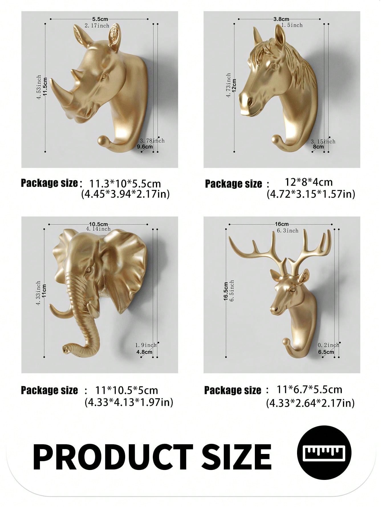 1pcs Deer Head Creative Hook Made Of Enamel Material, Three ...