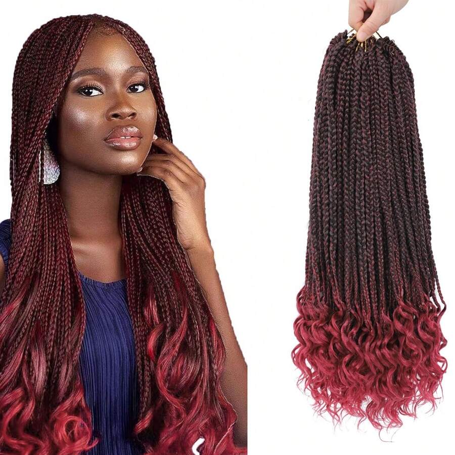 1 Pack 14-30 Inch Crochet Box Braids Hair with Curly Ends Prelooped ...