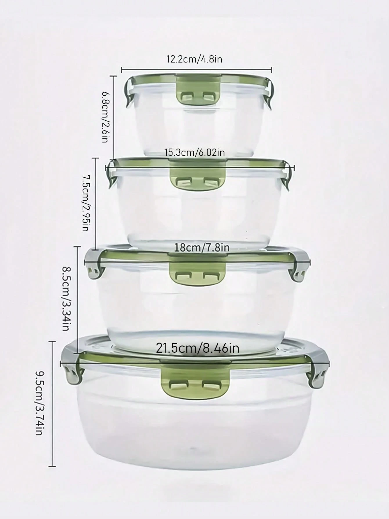 4pcs Microwaveable Plastic Round Food Storage Container Set For Fridge ...