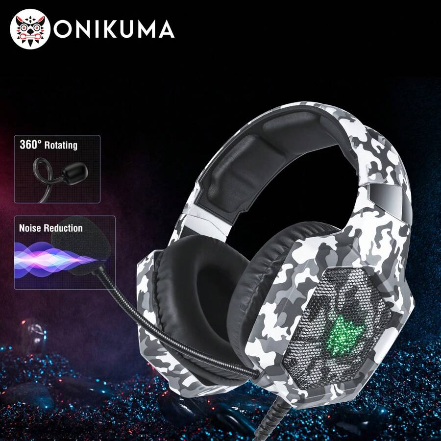 ONIKUMA K8 Gaming Headphones With Flexible HD Mic RGB Light Surround ...