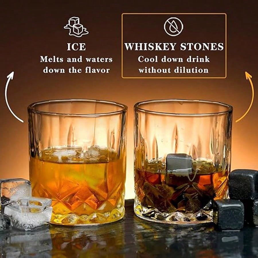 Set de 8 piedras de whisky con bandeja de madera, cubitos de hielo de ...