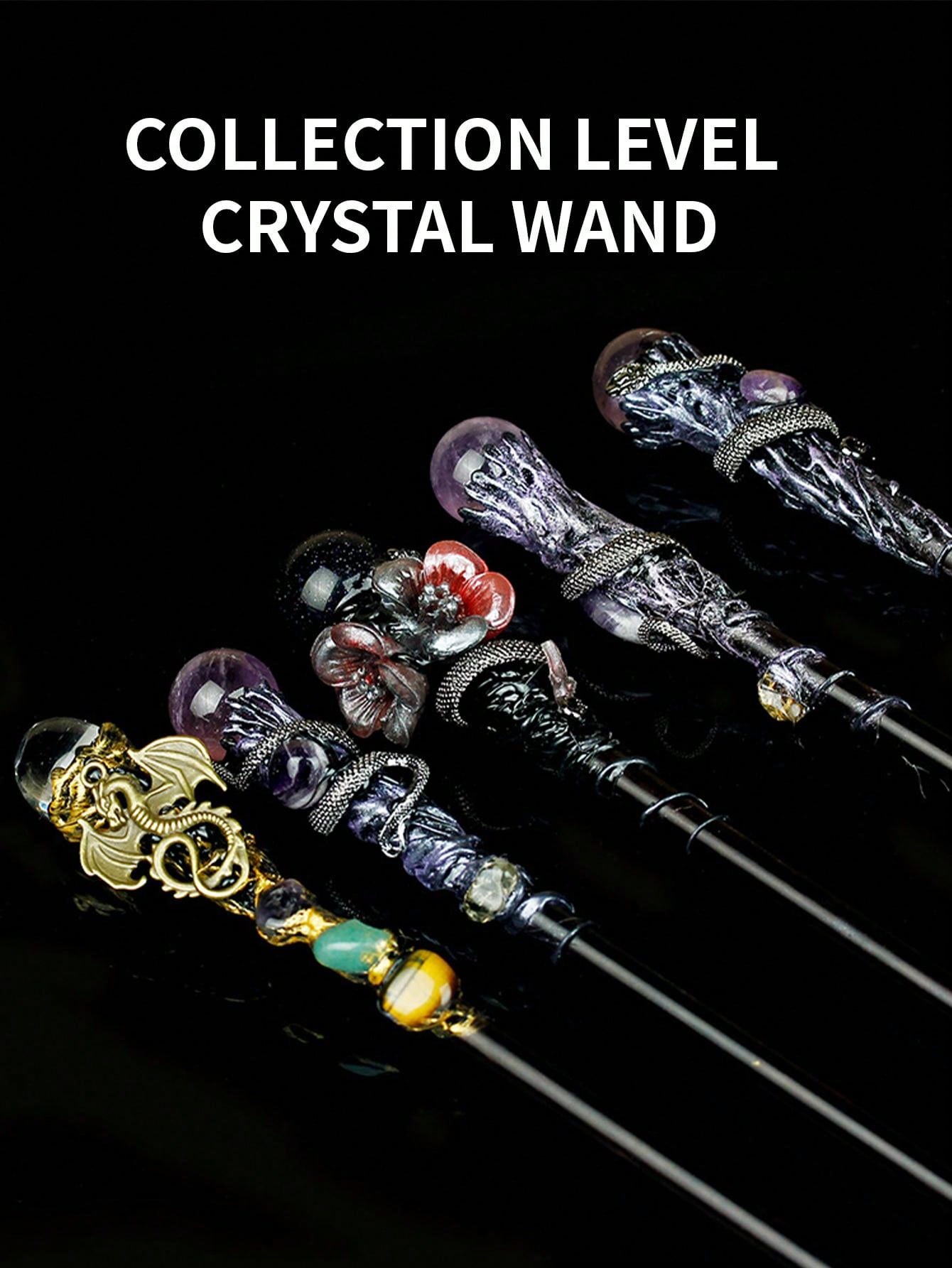 Crystal Element Magic Ritual Wand Diy Children's Wooden Fairy Stick ...